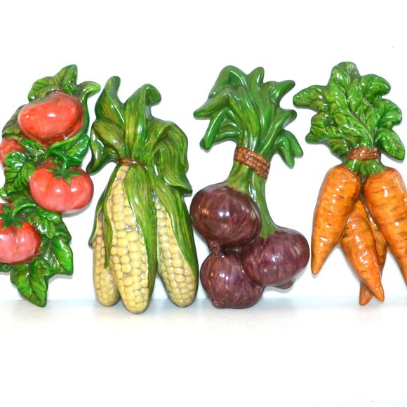 Accents | Vintage Hand Painted Ceramic Vegetable Wall Plaques 1982 ...
